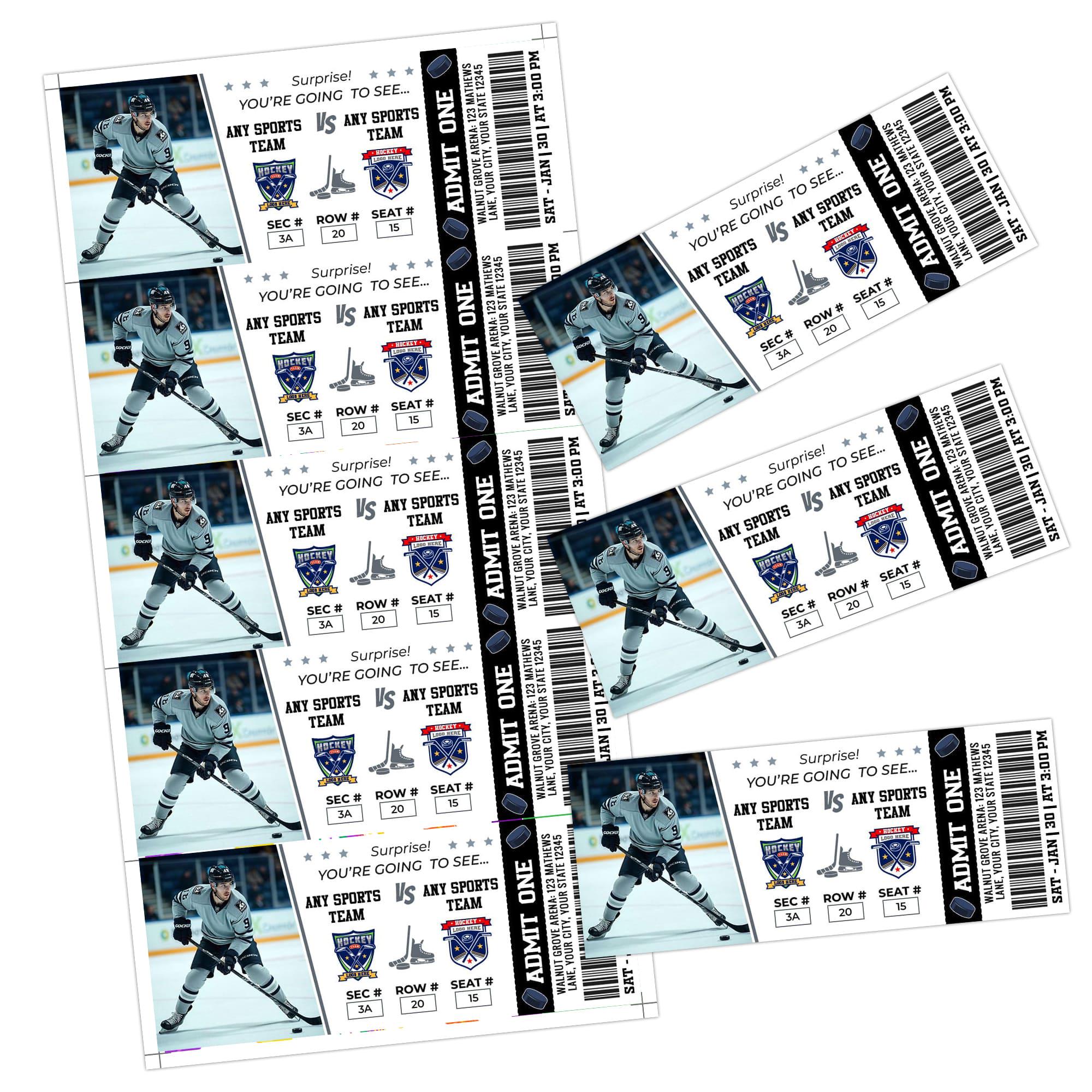 Editable Hockey Game Ticket Template | Printable Sports Game Ticket - Etsy