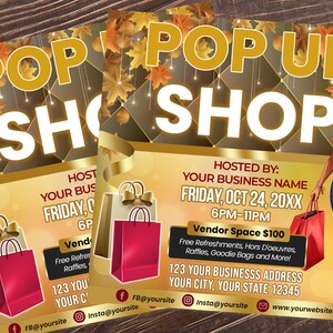 Editable Autumn Pop up Shop Flyer - Etsy
