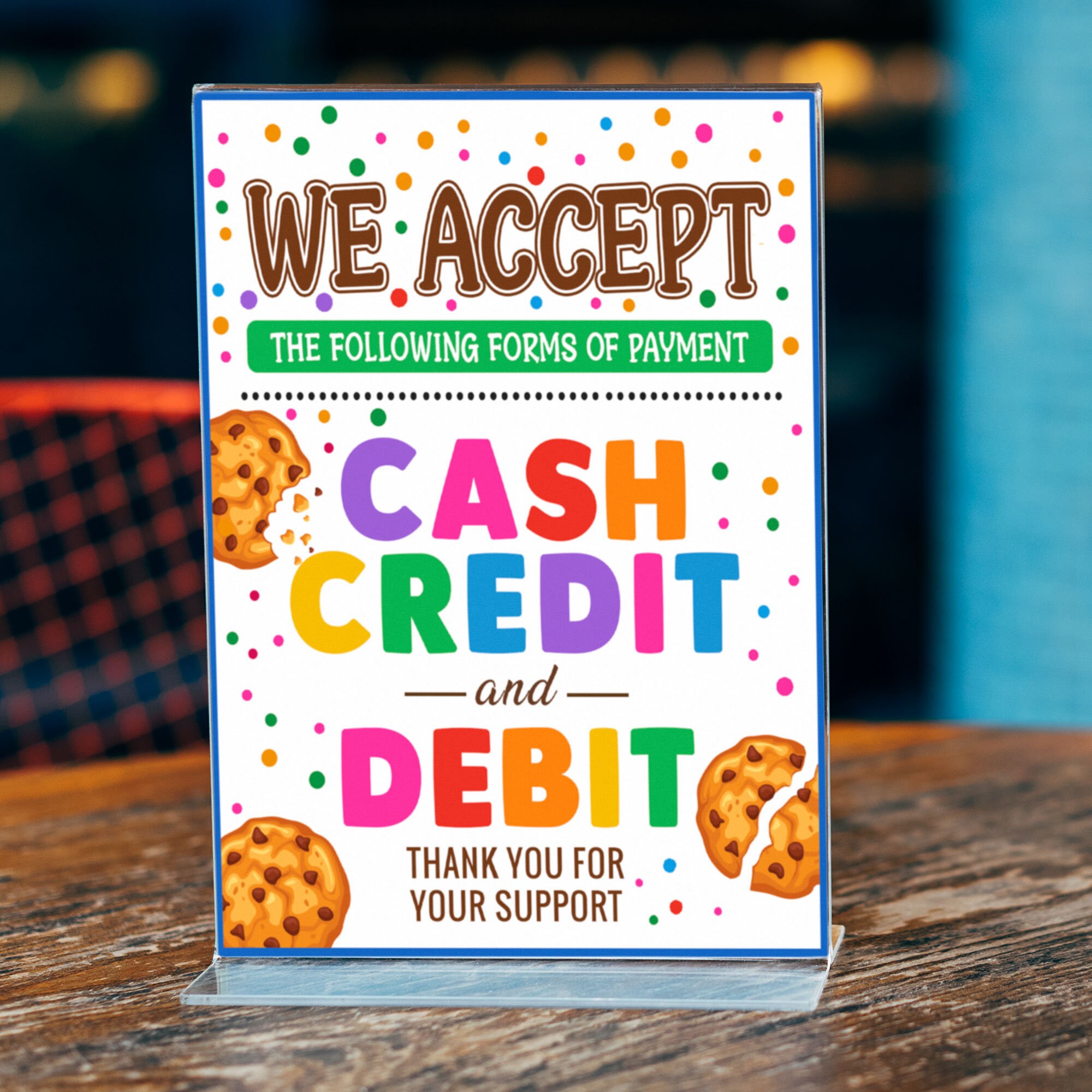 PDF Cookie Booth Sign Poster, We Accept Payments Sign Cash, Credit ...