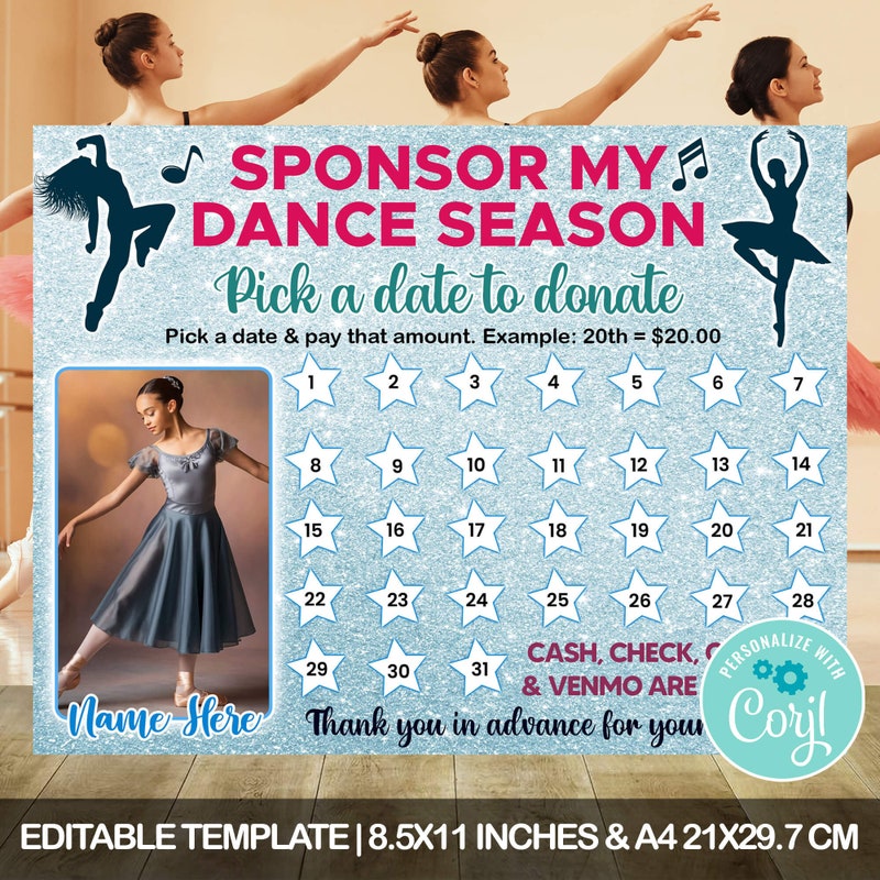 Dancer Donation Calendar - Etsy