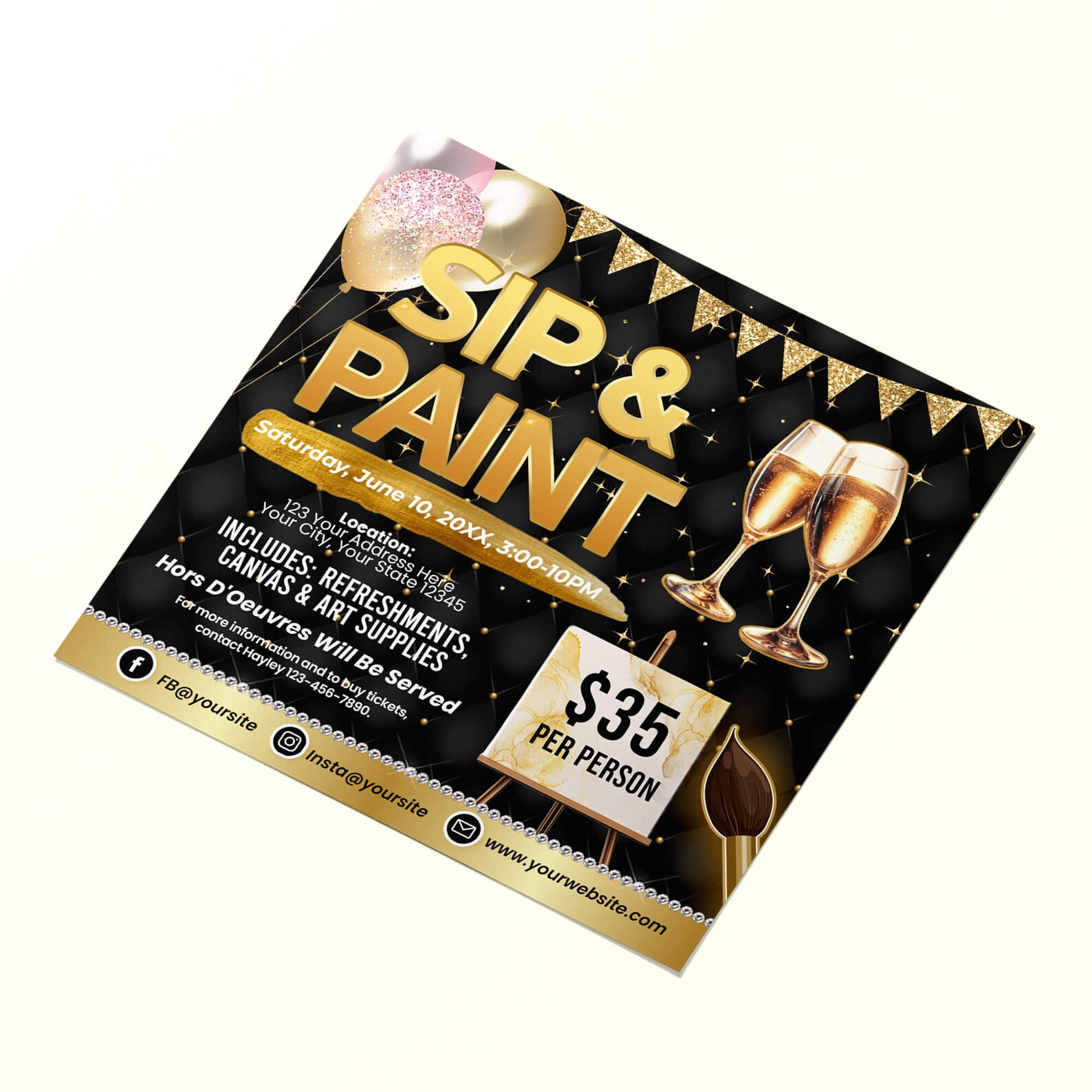 Editable Paint Party Themed Event Flyer, Paint and Sip Flyer, Paint ...