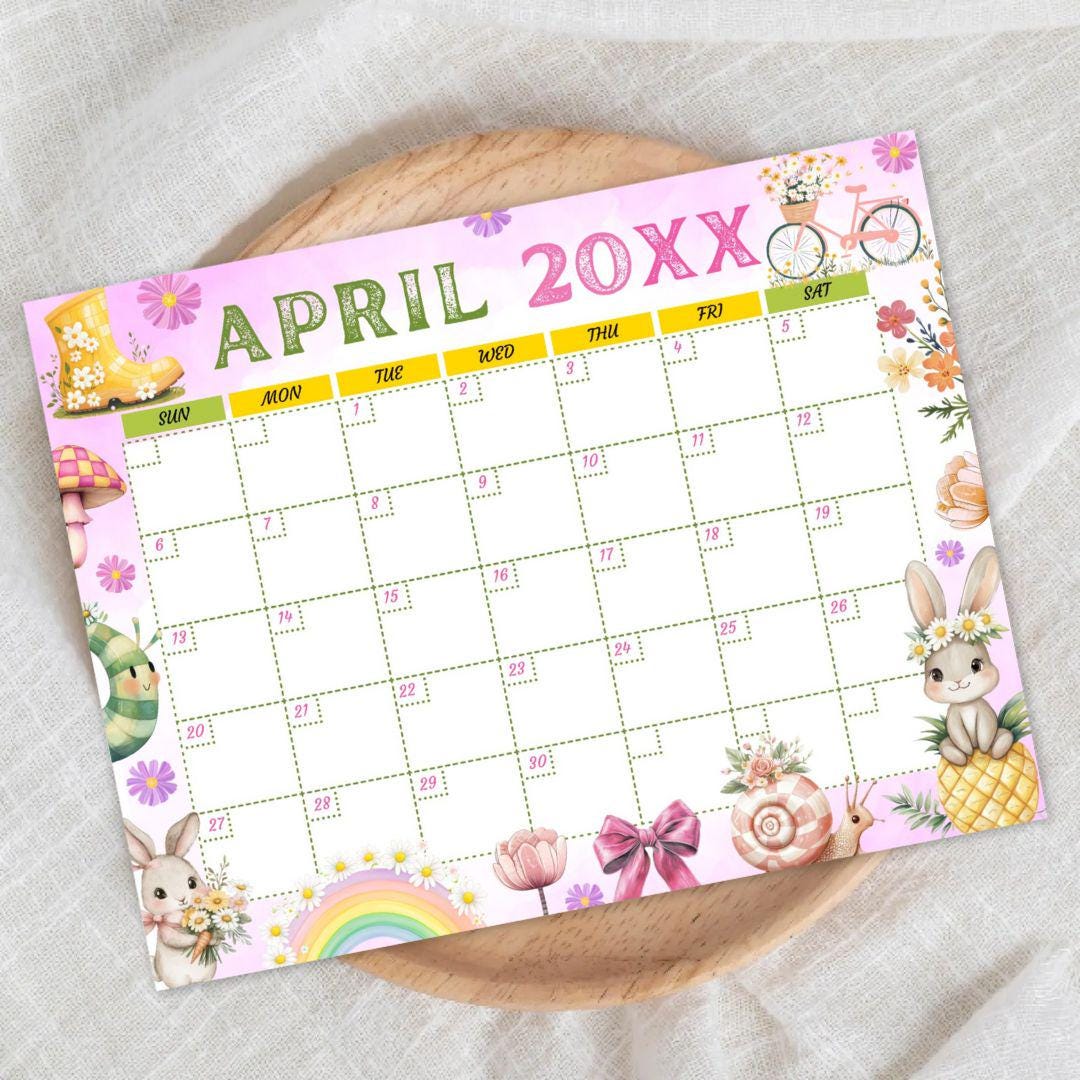 EDITABLE April 2025 Calendar, Spring April 2025 Calendar Printable ...