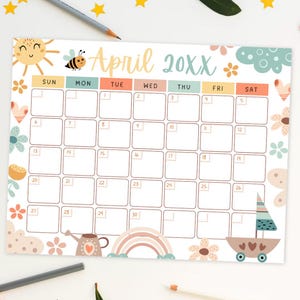 EDITABLE Printable April Calendar 2025 | Boho Spring Theme PDF Monthly ...