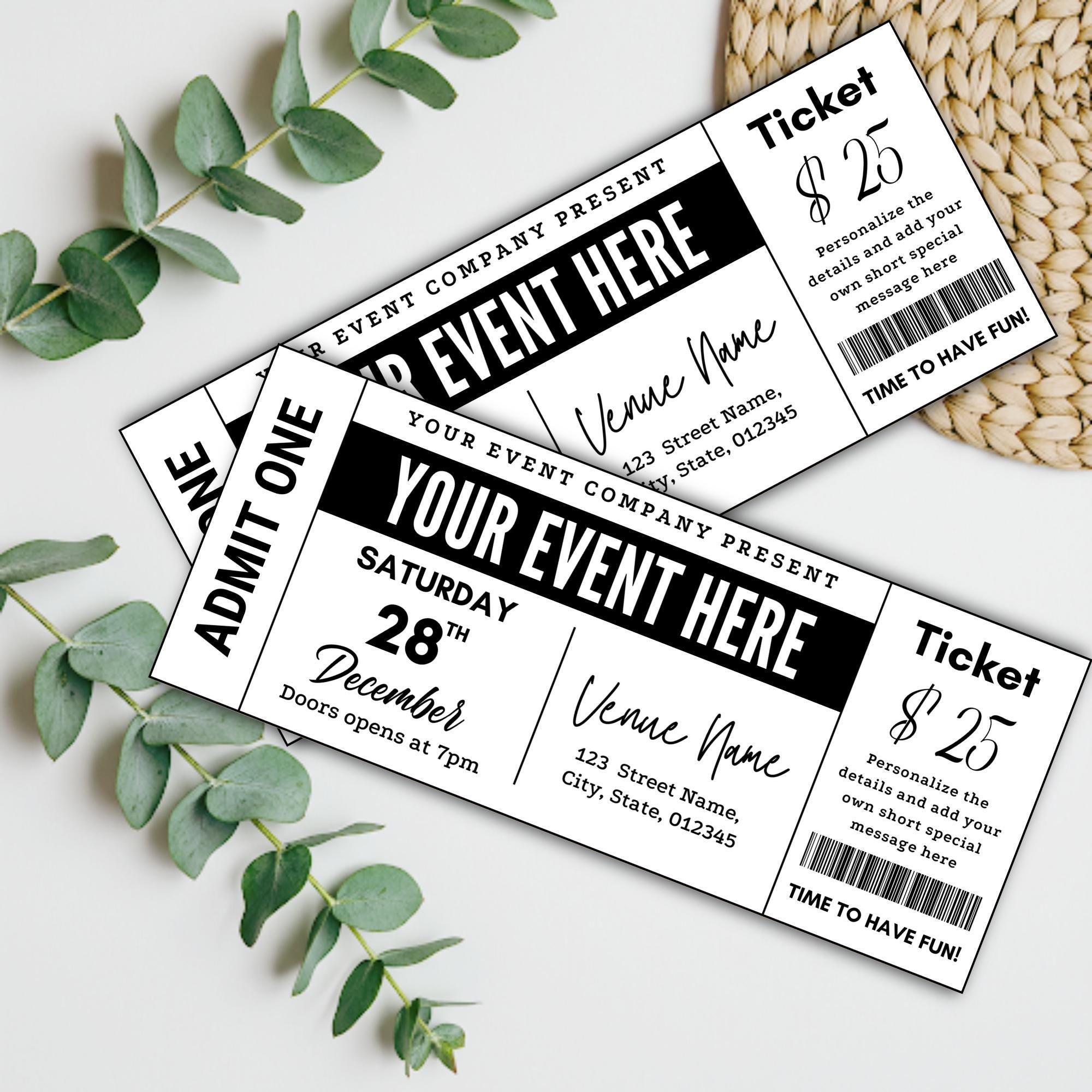 Event Ticket Template | Event Ticket Editable | DIY Event Ticket ...