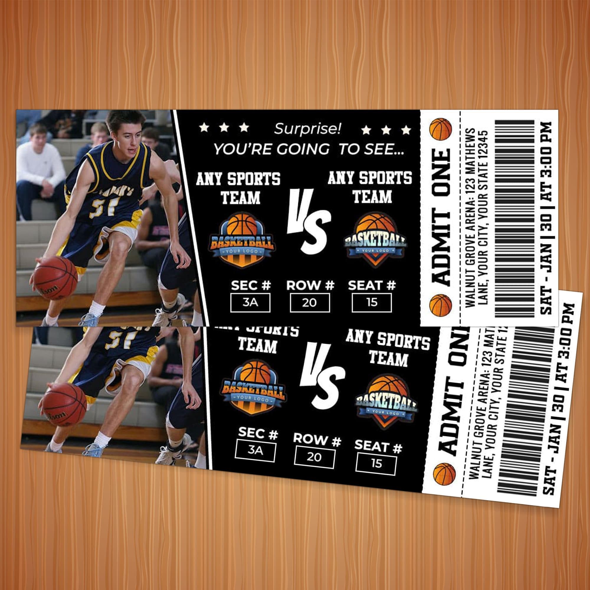 Editable Basketball Game Ticket Template | Printable Sports Game Ticket ...