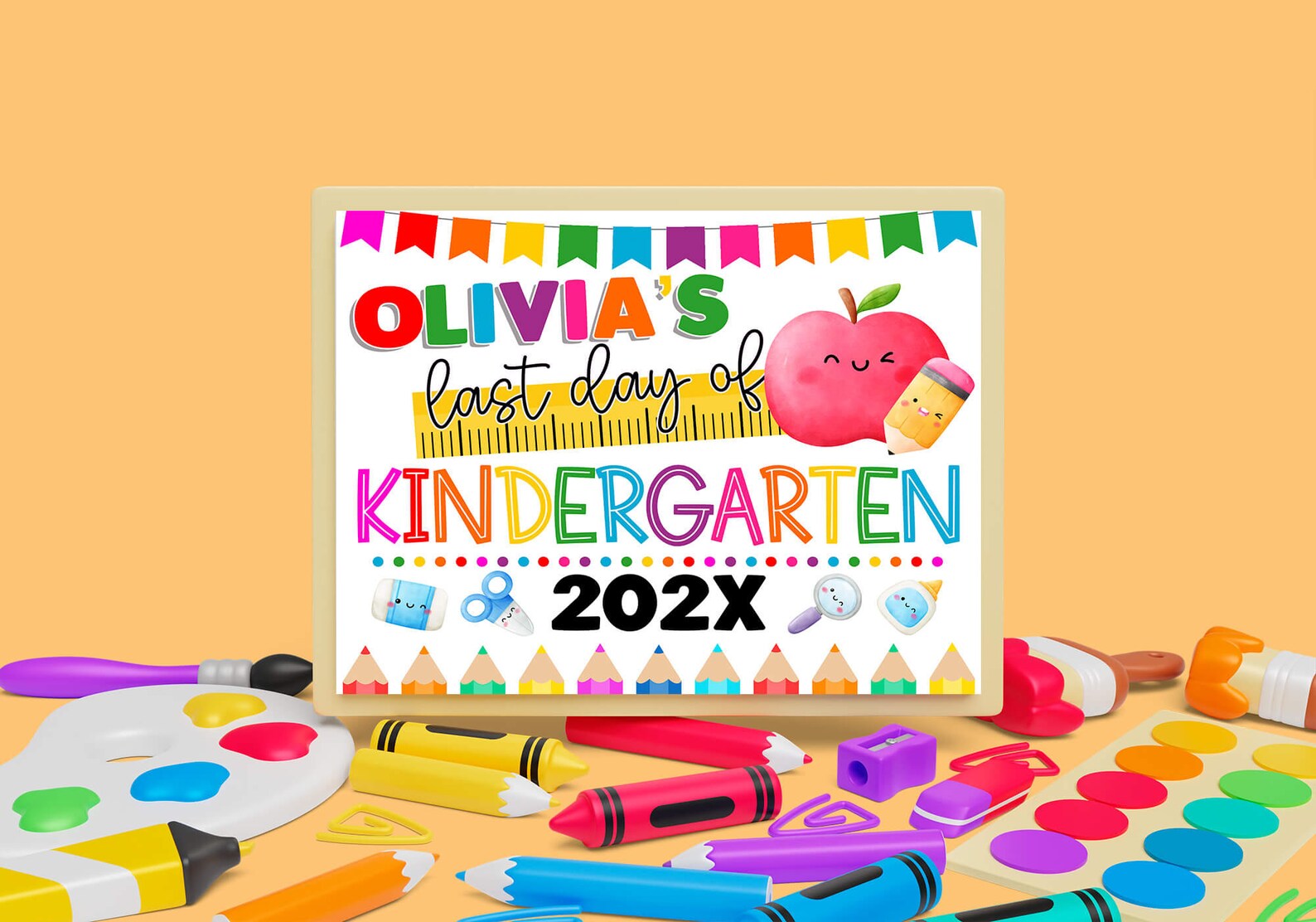 Last Day of Kindergarten With Name Sign Template Editable, Printable ...