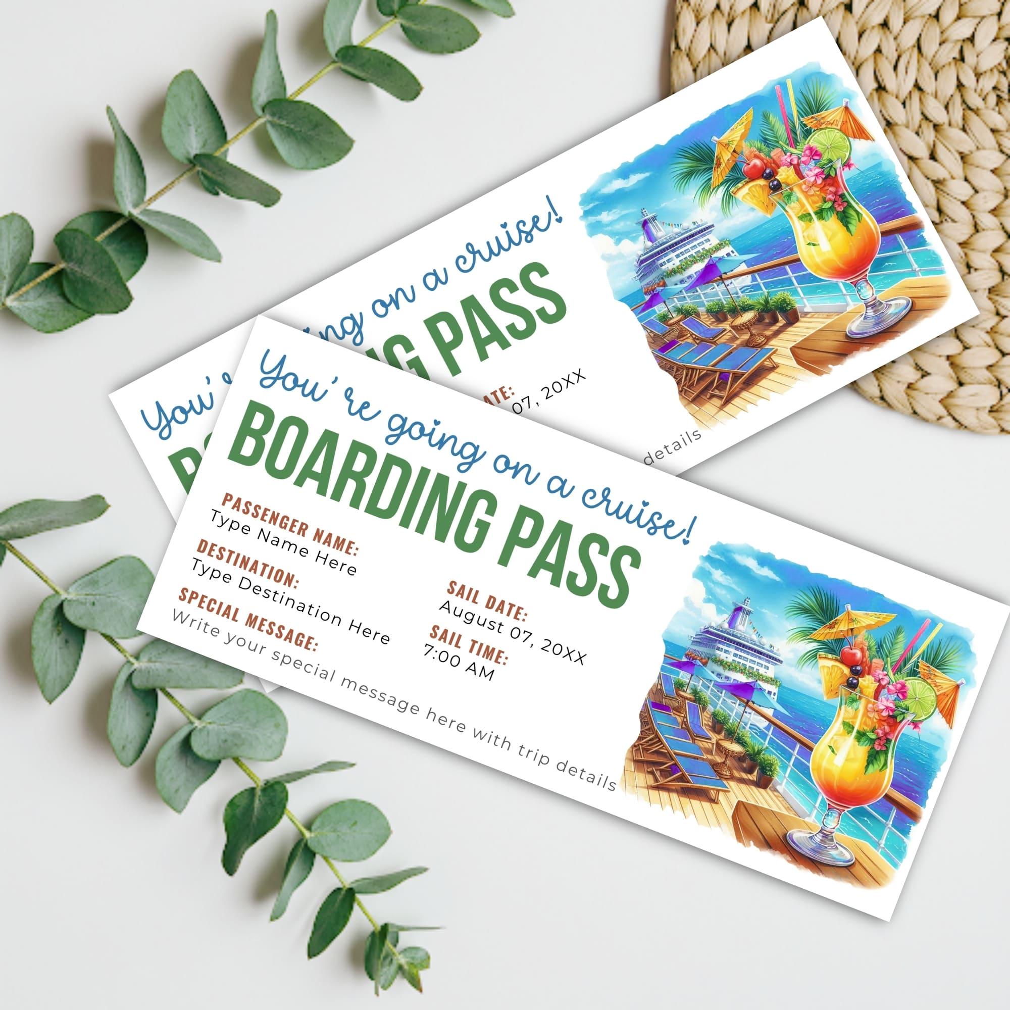 Editable Cruise Ticket Template | Printable Cruise Trip Ticket | Cruise ...