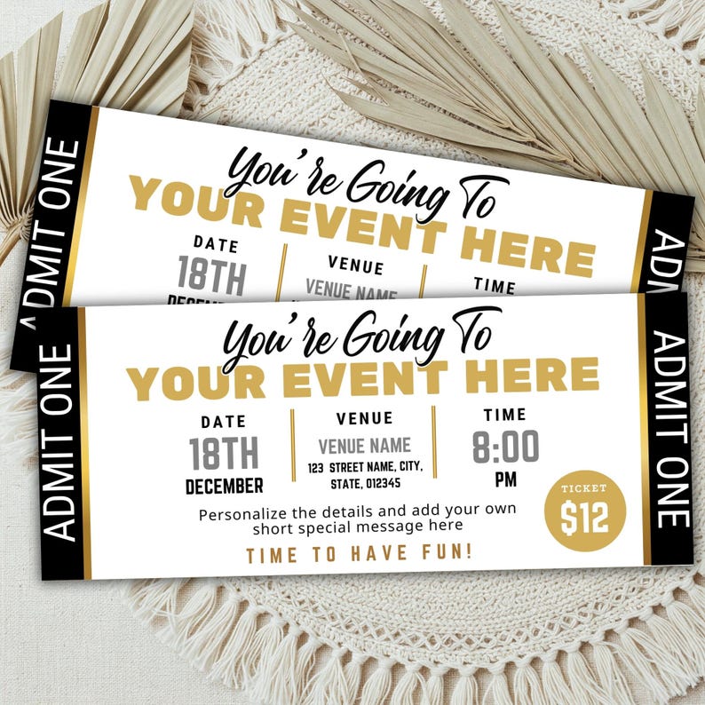 DIY Event Ticket Template | Editable Event Ticket Printable | Surprise ...
