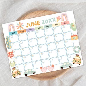 Editable Retro Summer June Calendar Template | Groovy Aesthetic ...