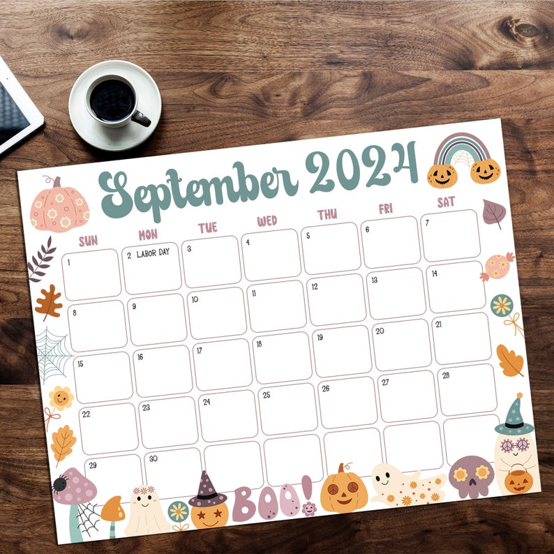 Spooky September 2024 Calendar Printable for Halloween - Etsy