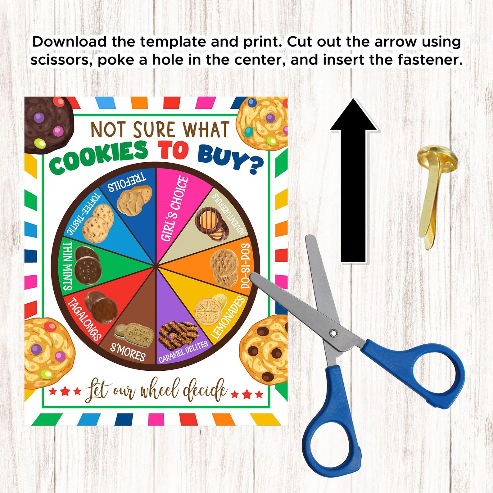 Editable Cookie Booth Wheel Sign, Printable PDF Cookie Booth Template ...