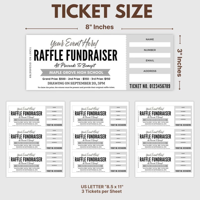 Editable Raffle Ticket Template | Printable Fundraiser Tickets | DIY ...