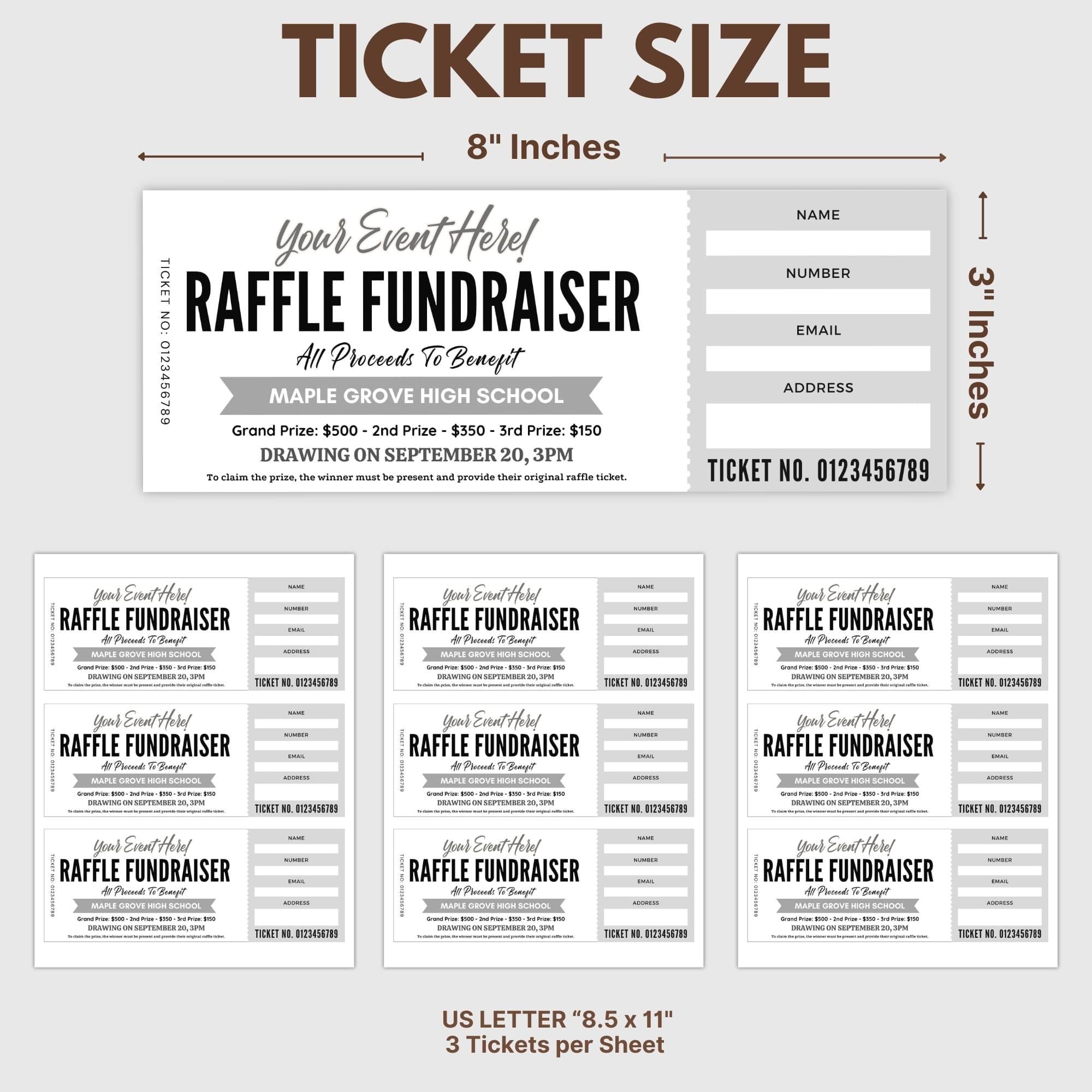 Editable Raffle Ticket Template | Printable Fundraiser Tickets | DIY ...