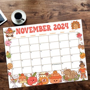 Cute November Calendar With Retro Style - Etsy