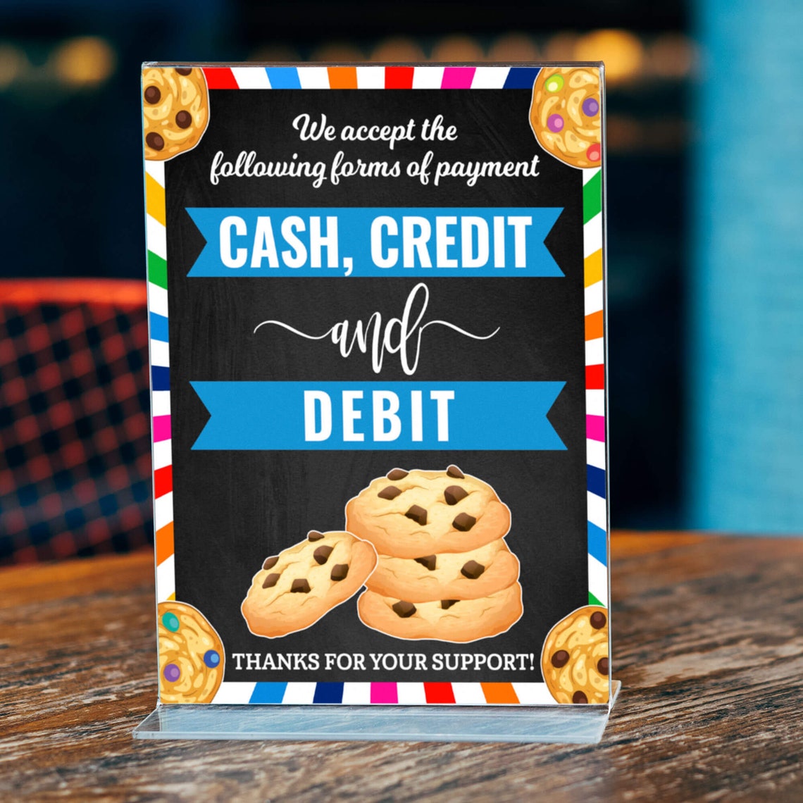 PDF We Accept Payments Sign Cash Printable Cookie Booth - Etsy