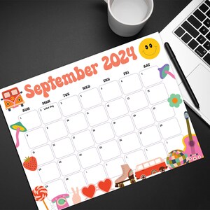 Printable September 2024 Calendar Groovy Retro Theme - Etsy