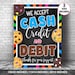Printable We Accept Cash, Credit and Debit Sign, Fundraising Booth ...
