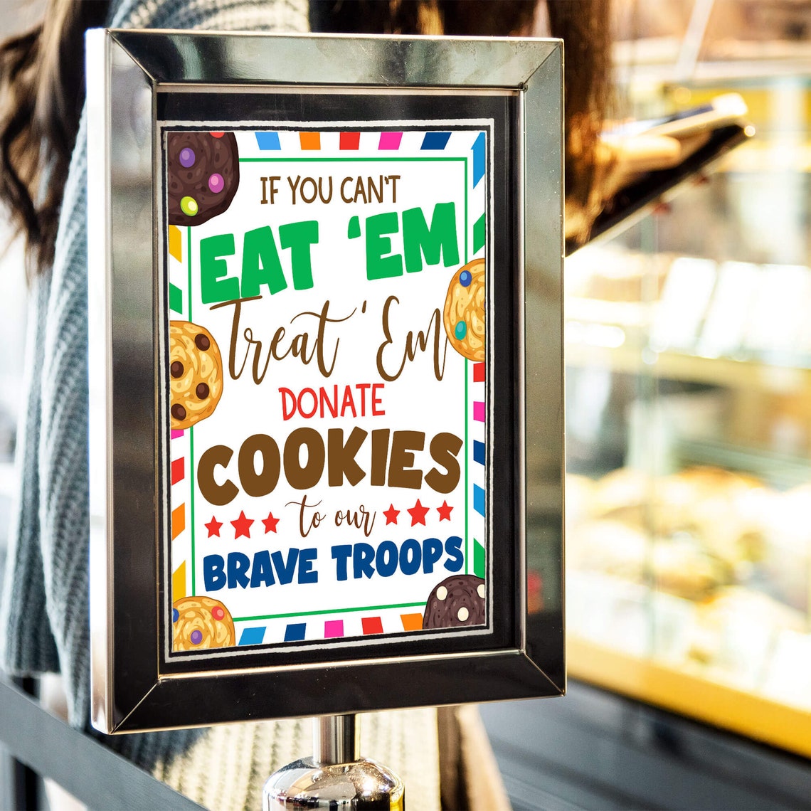 Cookie Booth Sign, If You Can't Eat 'em Treat 'em, Donate Cookies to ...