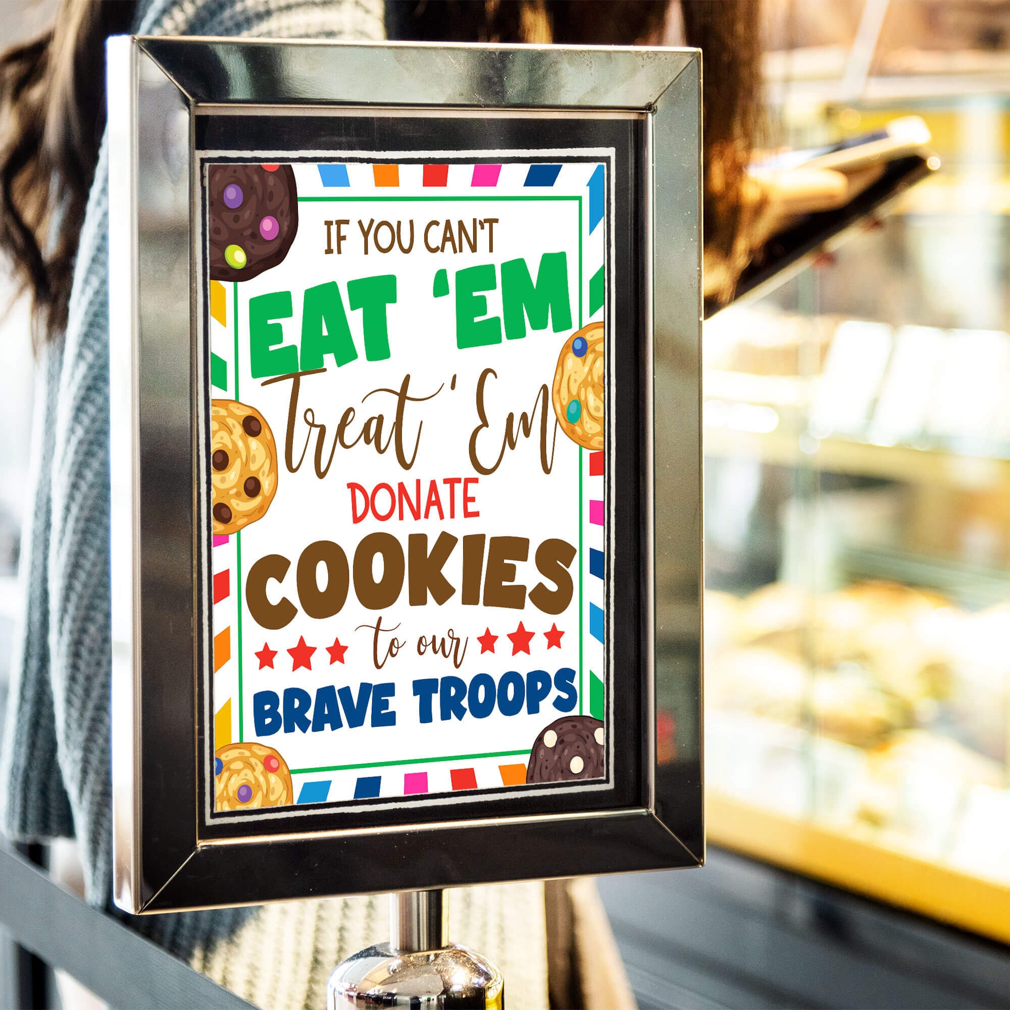 Cookie Booth Sign, If You Can't Eat 'em Treat 'em, Donate Cookies to ...
