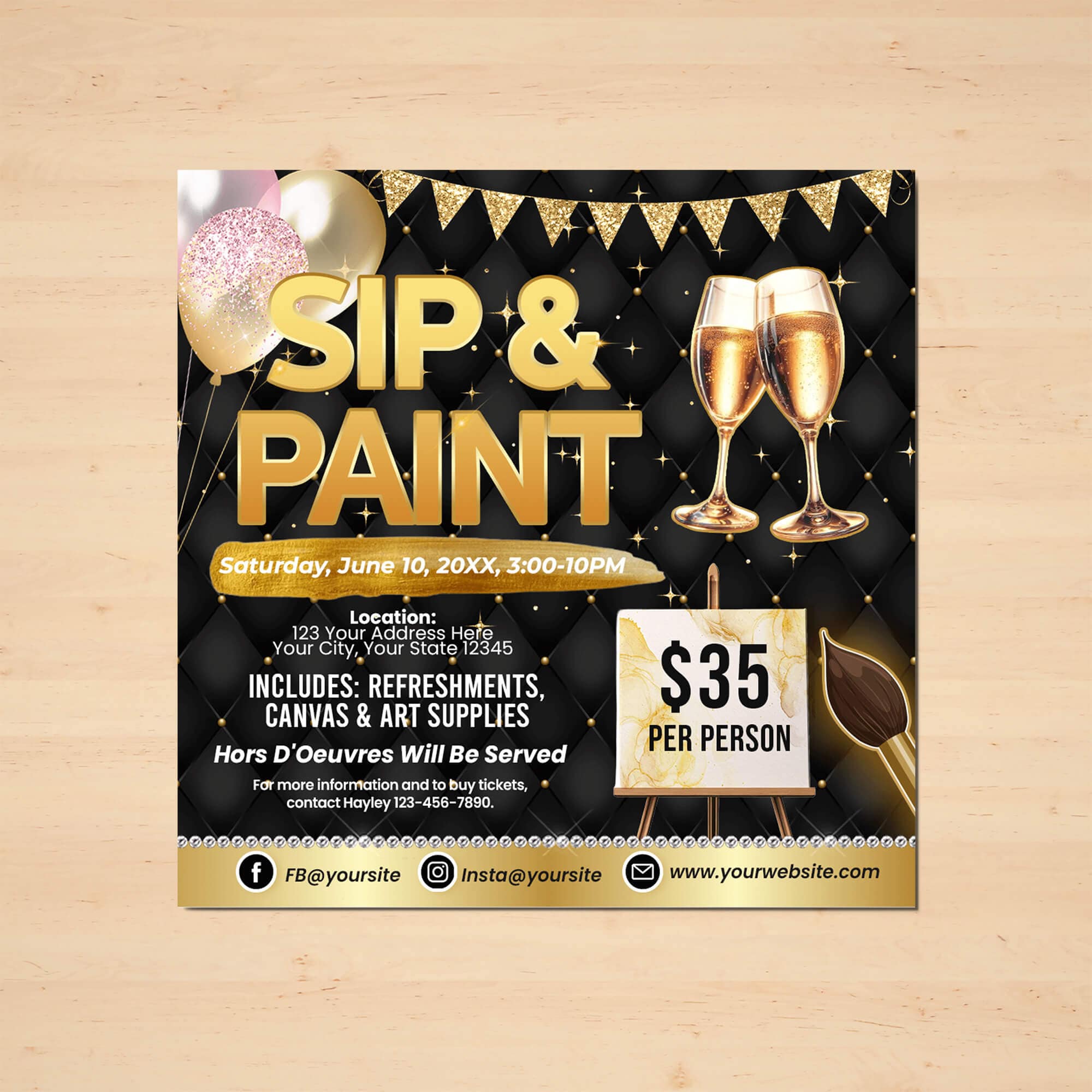 Editable Paint Party Themed Event Flyer, Paint and Sip Flyer, Paint ...