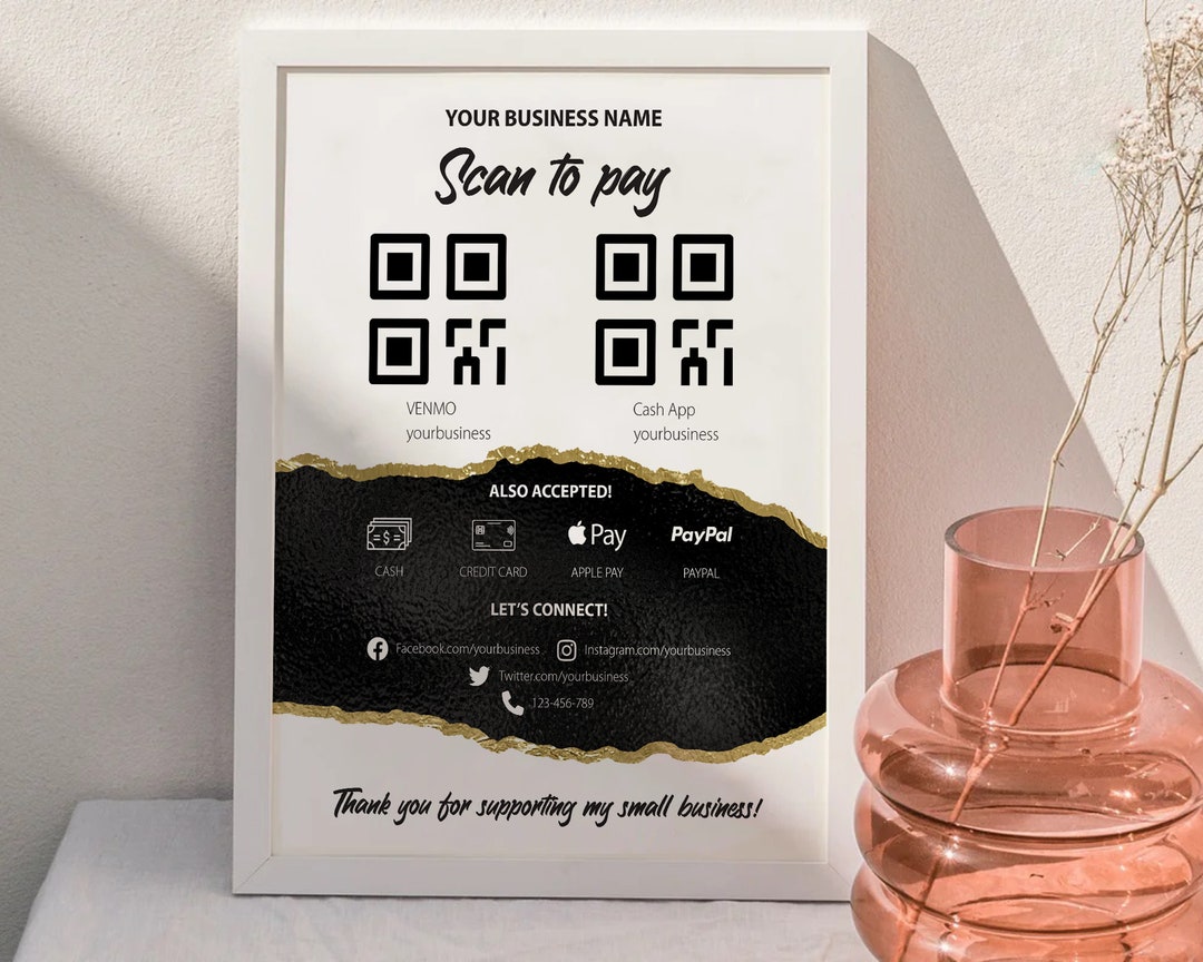 Scan to Pay Template, Editable Scan and Pay Sign, Editable QR Code Sign ...
