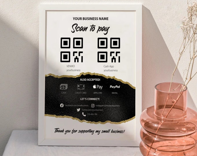 Personalisierbares Scan to Pay Schild, QR-Code Vorlage (Digitaler ...
