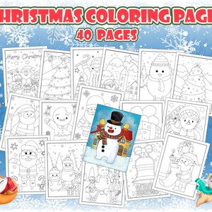 40 Christmas Coloring Pages for Kids PDF, Holiday Kids Coloring Book ...