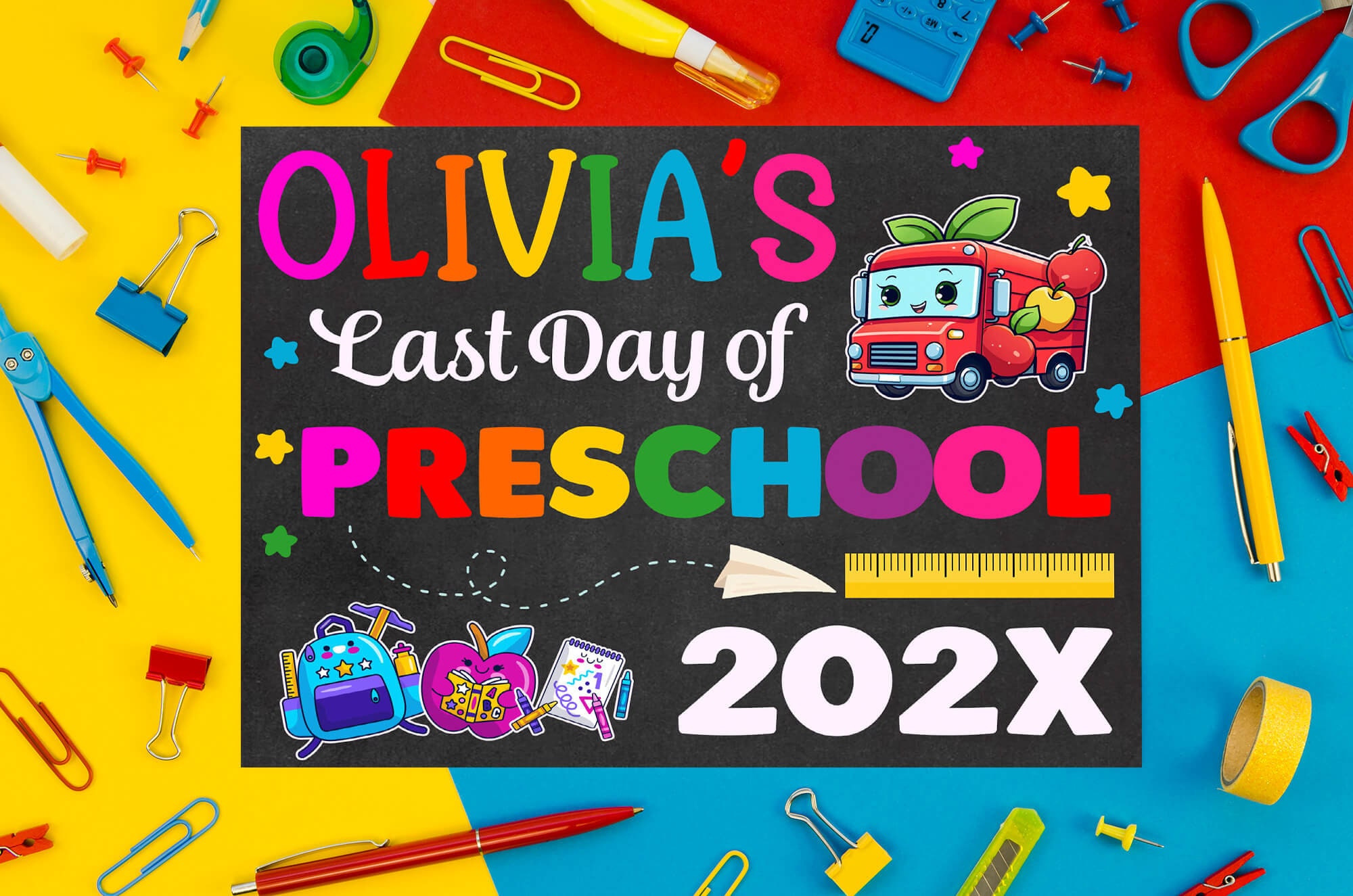 Editable Last Day of Preschool Sign, DIY School Print, Personalized ...