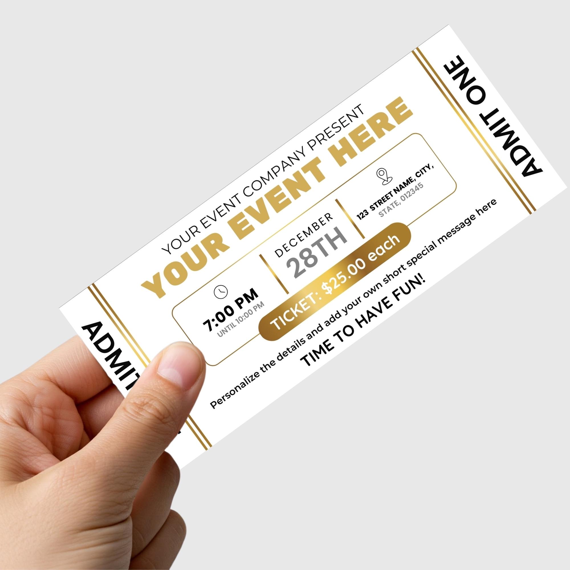 Editable Event Ticket Template | DIY Printable Event Tickets ...