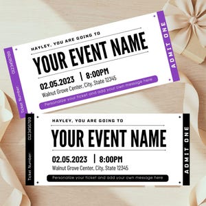 Editable Event Ticket Template | DIY Event Surprise Ticket Stub | Gift ...