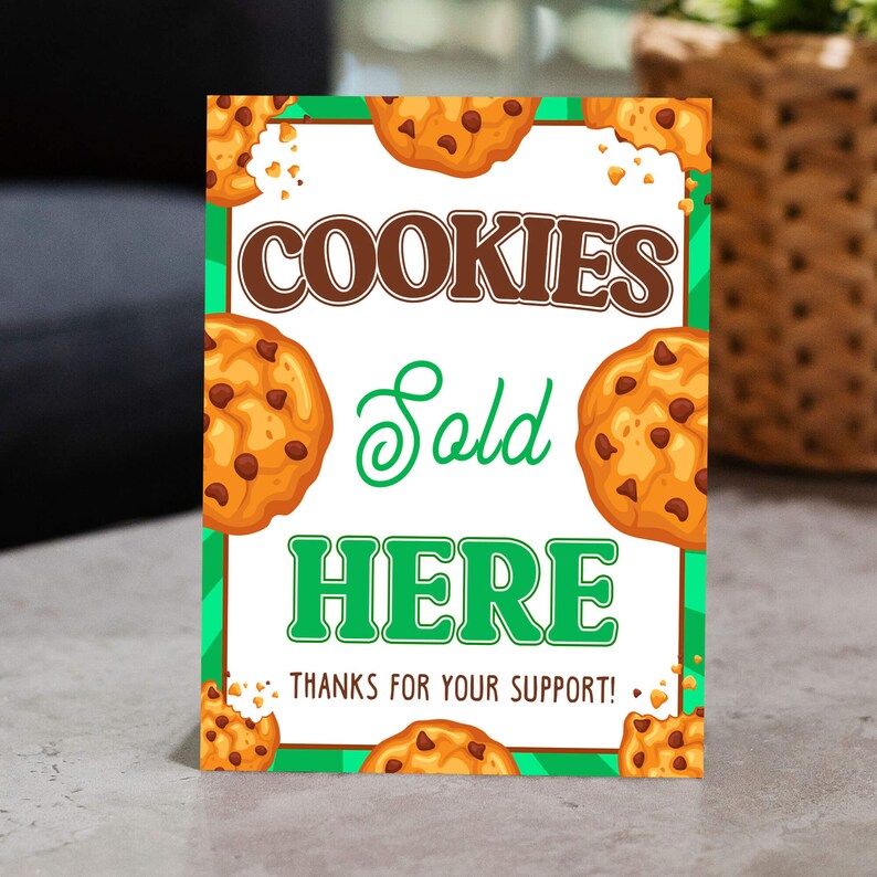 Printable Cookies Sold Here Cookie Booth Sign, Cookie for Sale, Cookie ...