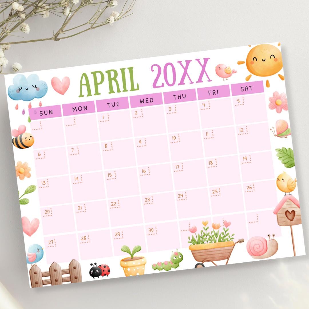 EDITABLE April 2025 Calendar | Cute Monthly Planner, Spring Theme | PDF ...