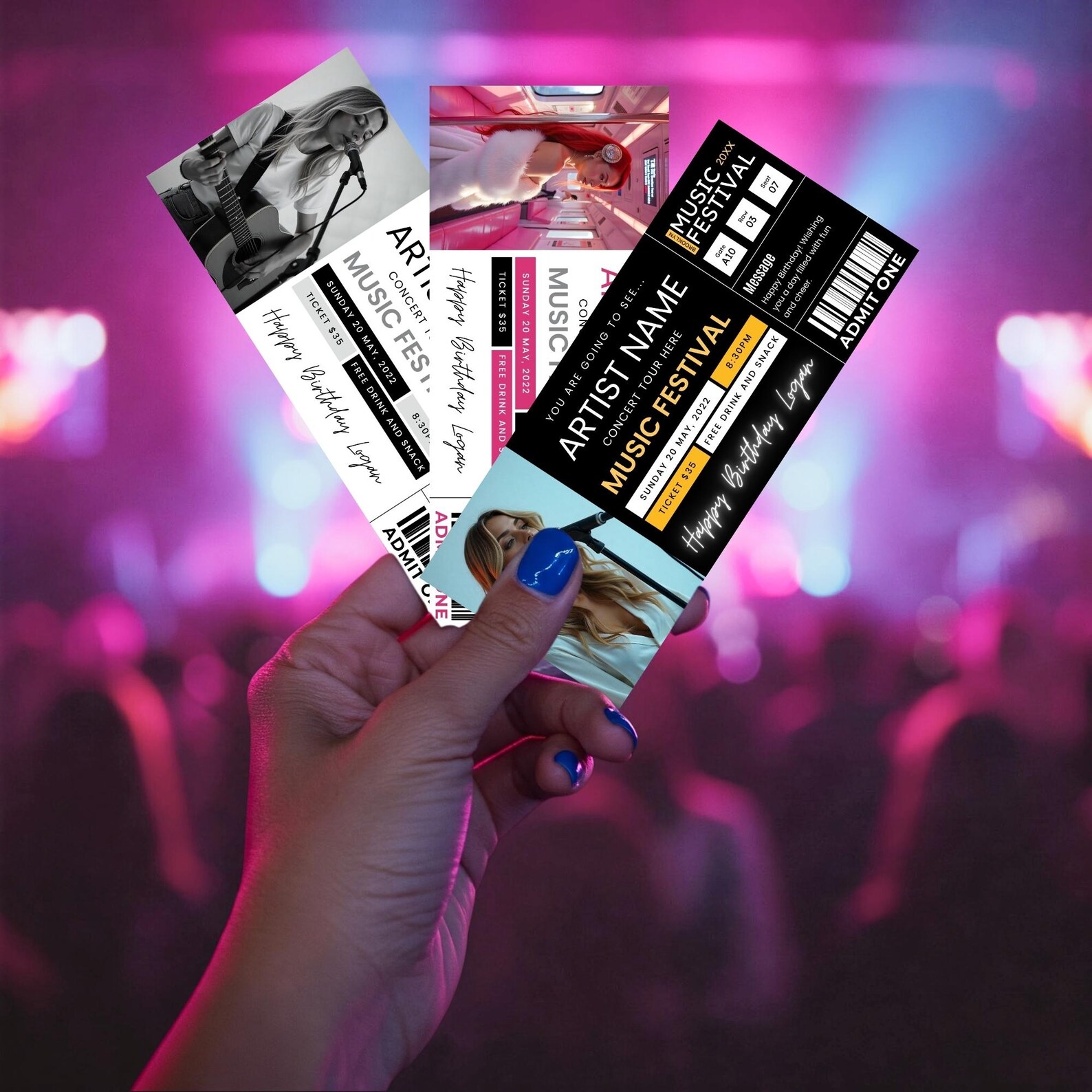 Editable Concert Ticket | DIY Tickets Template | Custom Concert Ticket ...