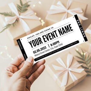 Editable Event Ticket Template | DIY Event Surprise Ticket Stub | Gift ...