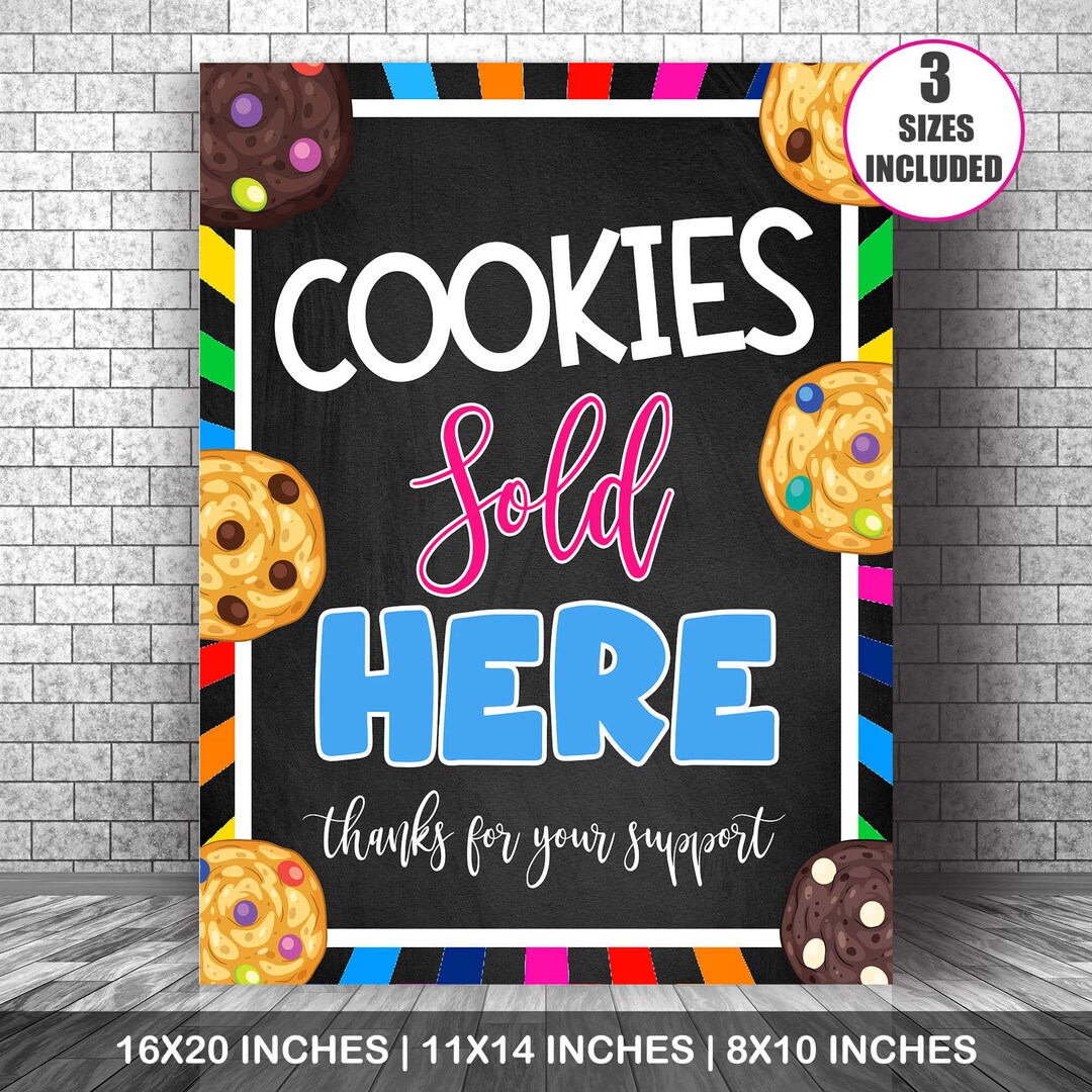 Cookies Sold Here Booth Signage Printable, PDF Cookie for Sale Booth ...