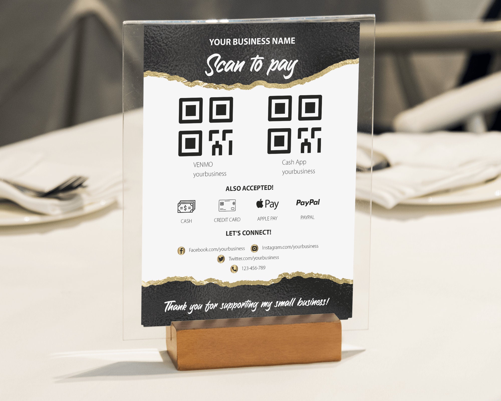 Editable Scan to Pay Sign Template, Printable Payment Sign Template ...