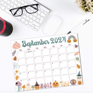 Spooky September 2024 Calendar Printable for Halloween - Etsy