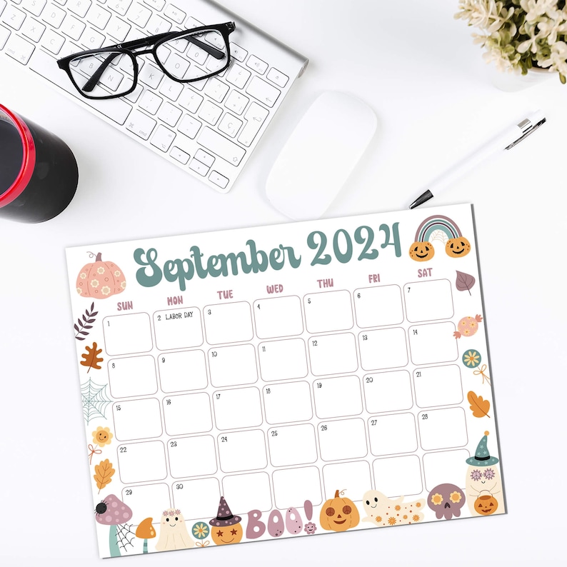 Spooky September 2024 Calendar Printable for Halloween - Etsy