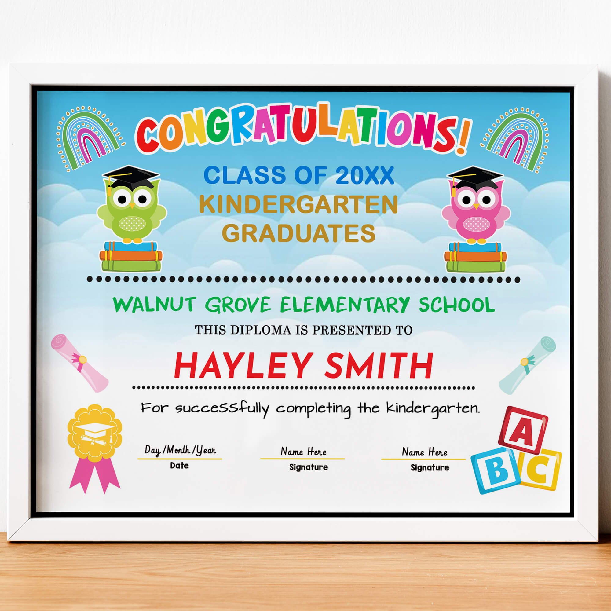 Editable Kindergarten Graduation Diploma, Preschool, Daycare, Prek, Any ...
