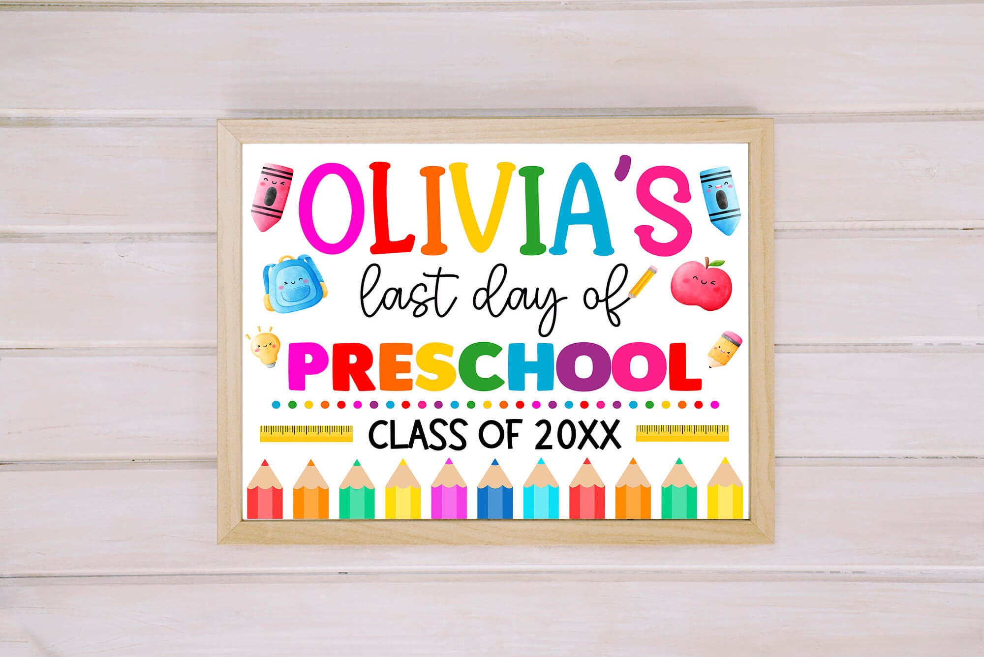 Last Day of Preschool Sign With Name Template, Editable End of School ...