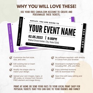 Editable Event Ticket Template | DIY Event Surprise Ticket Stub | Gift ...