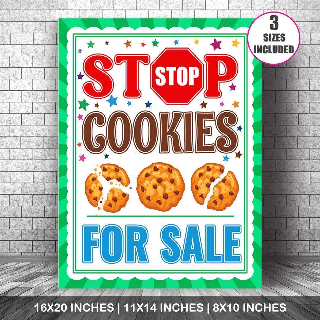 Printable Stop Cookies for Sale Cookie Booth Sign, Cookie Drop Banner ...