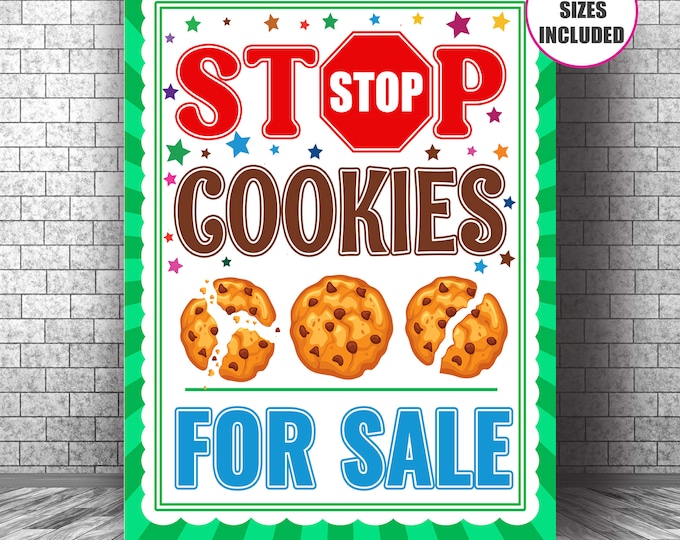 Cookie Booth Price Sign Printable, Cookies Sold Here Cookie Drop Banner ...