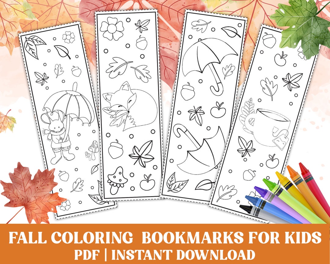 Cute Bookmarks, Bookmarks to Color for Kids, Fall Coloring Bookmarks ...
