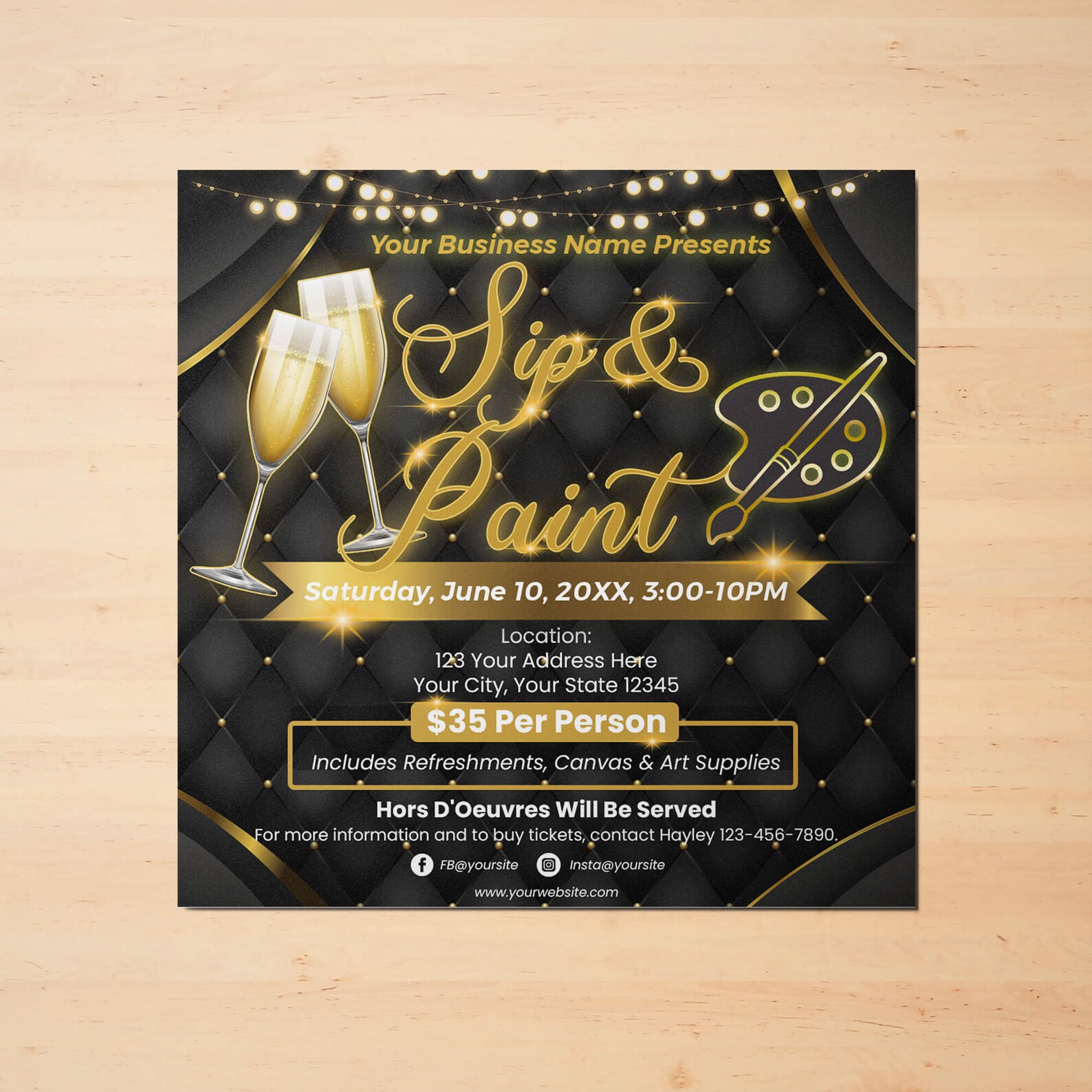 Sip and Paint Flyer Template, Event Flyer, Paint and Sip Flyer, Event Flyer, Paint Party Flyer ...