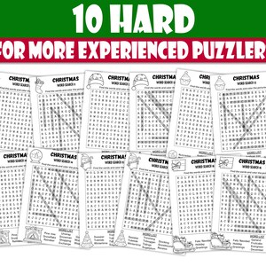 20 Christmas Word Search Puzzles for Kids, Printable Christmas Word ...