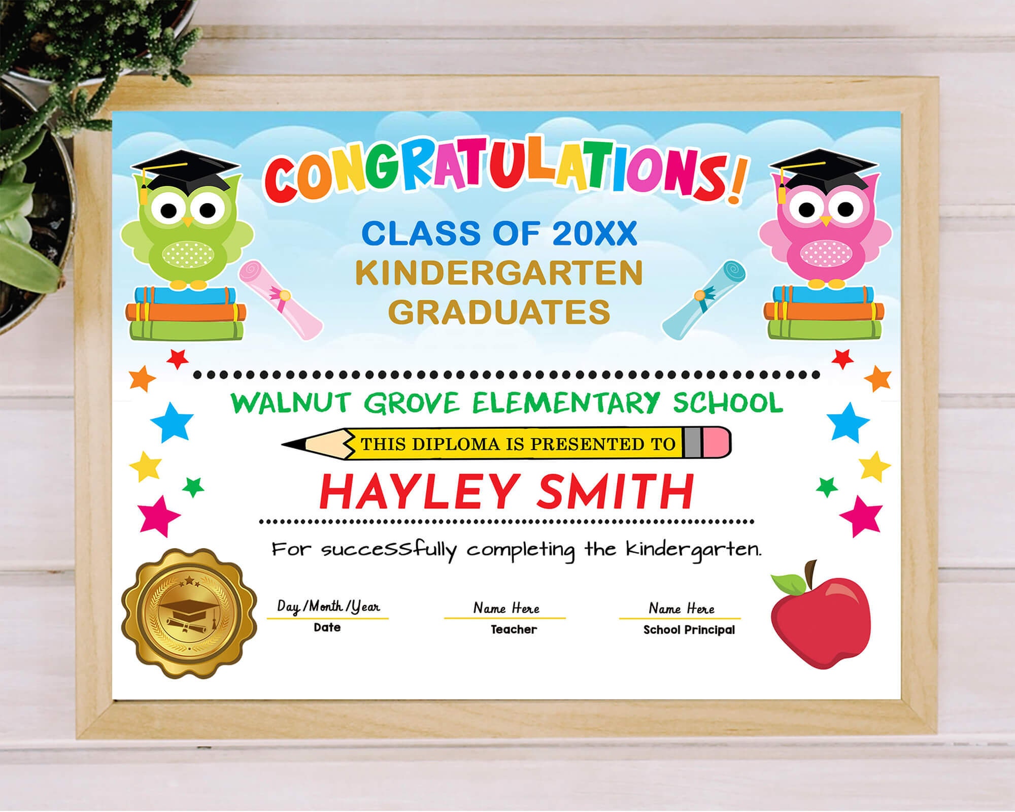 Kindergarten Graduation Diploma, Editable Preschool, Daycare, Prek, Any ...