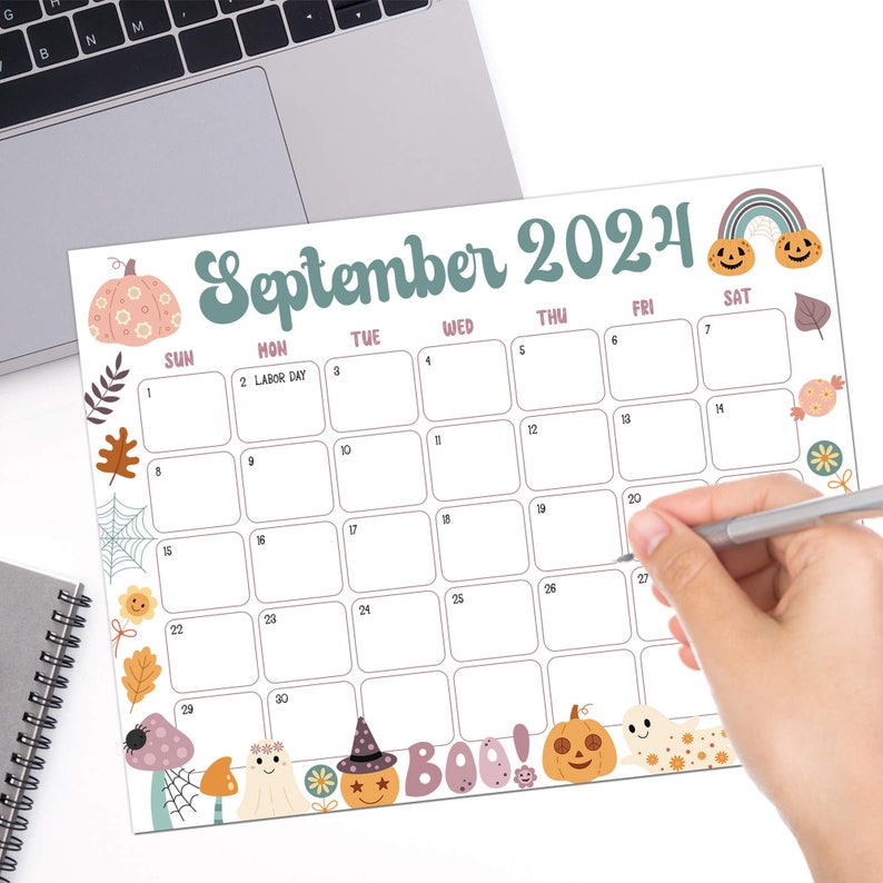 Spooky September 2024 Calendar Printable for Halloween - Etsy