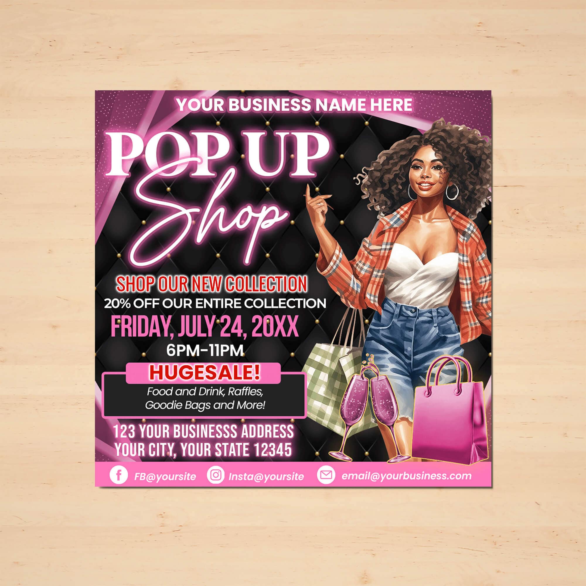 Pop up Shop Flyer, Sip and Shop Flyer, Boutique Sale Flyer Template ...