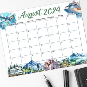 PDF Travel Wanderlust August 2024 Themed Calendar, Printable Travel ...